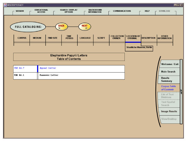 InscriptiFact: Prototype: Search 3, Papyri, Text Divisions
